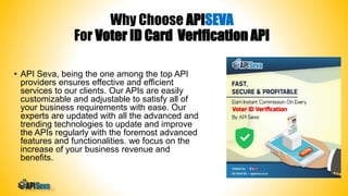API Seva Provide Voter ID Card Verification API Service in India.pptx
