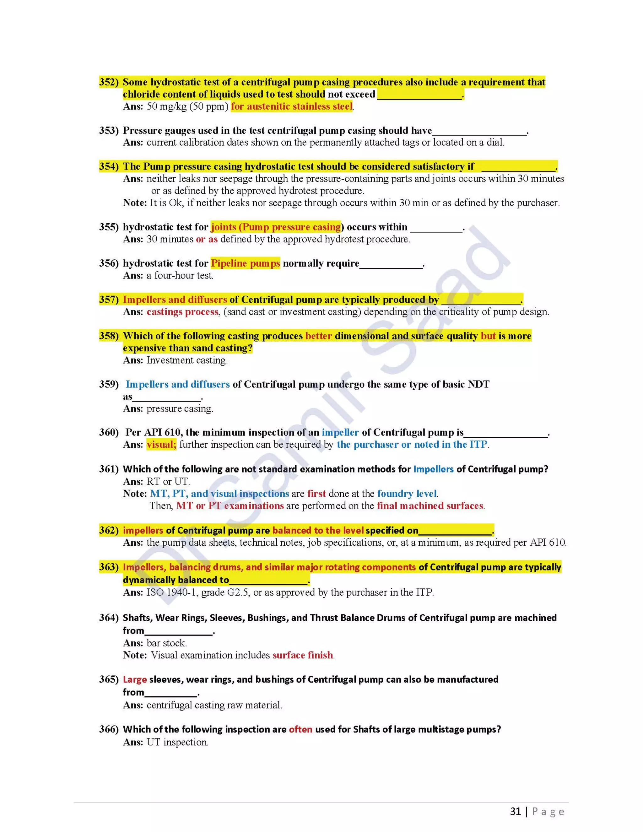 API SIRE-Source Inspector Rotating Equipment Notes-Dr. Samir Saad | PDF