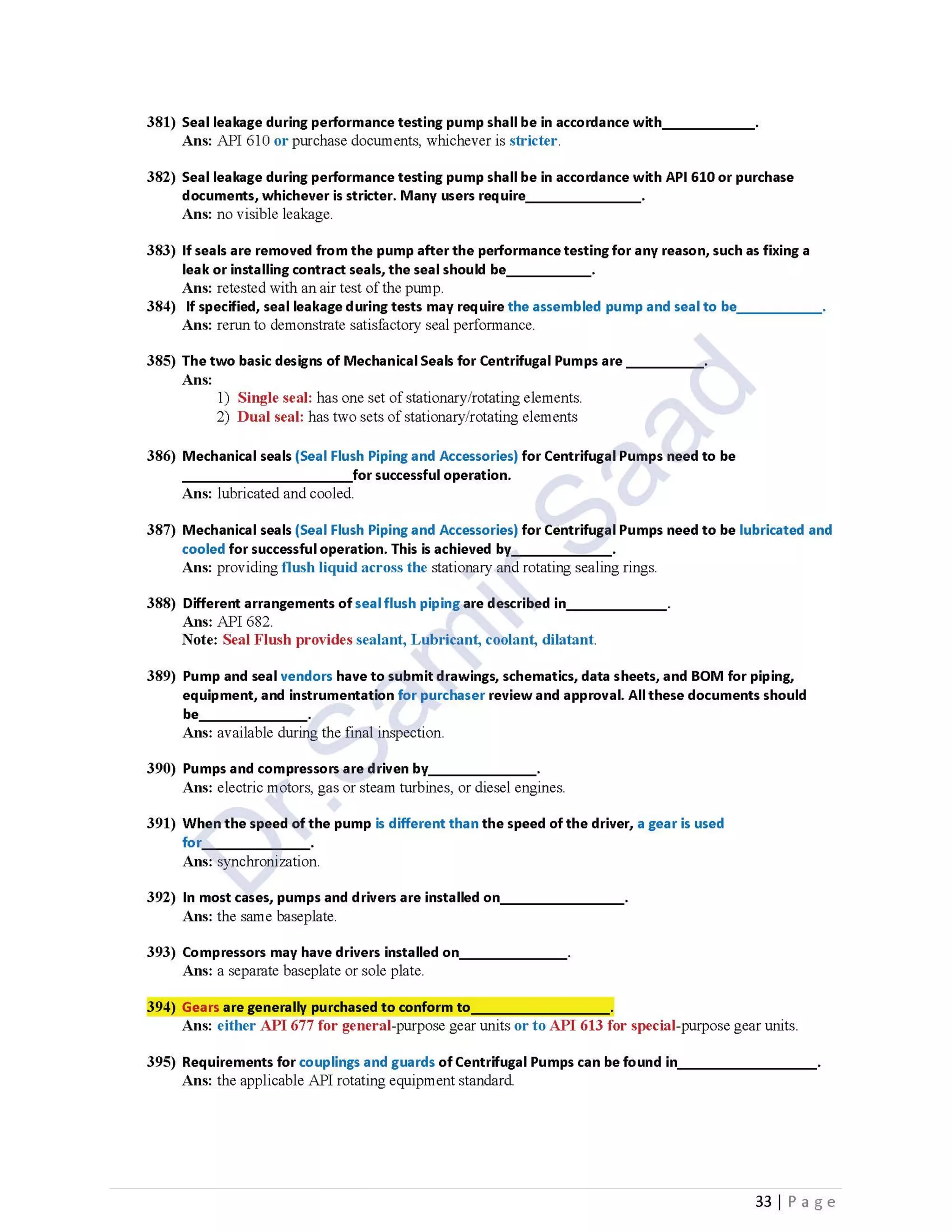 API SIRE-Source Inspector Rotating Equipment Notes-Dr. Samir Saad | PDF