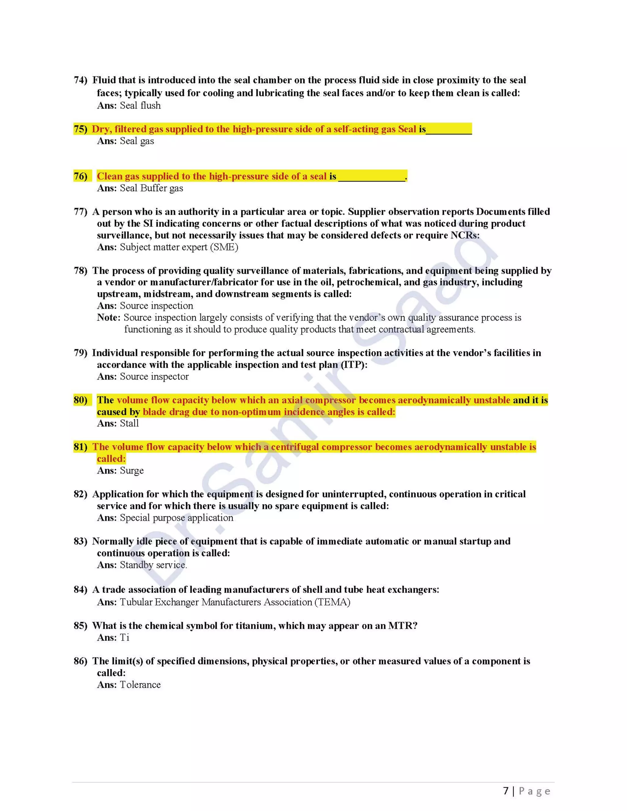 API SIRE-Source Inspector Rotating Equipment Notes-Dr. Samir Saad | PDF