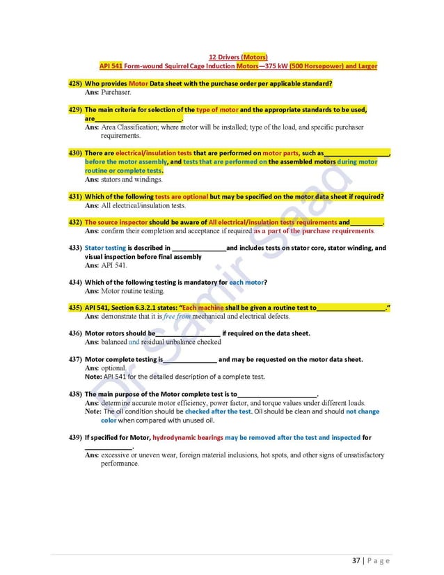 API SIRE-Source Inspector Rotating Equipment Notes-Dr. Samir Saad | PDF