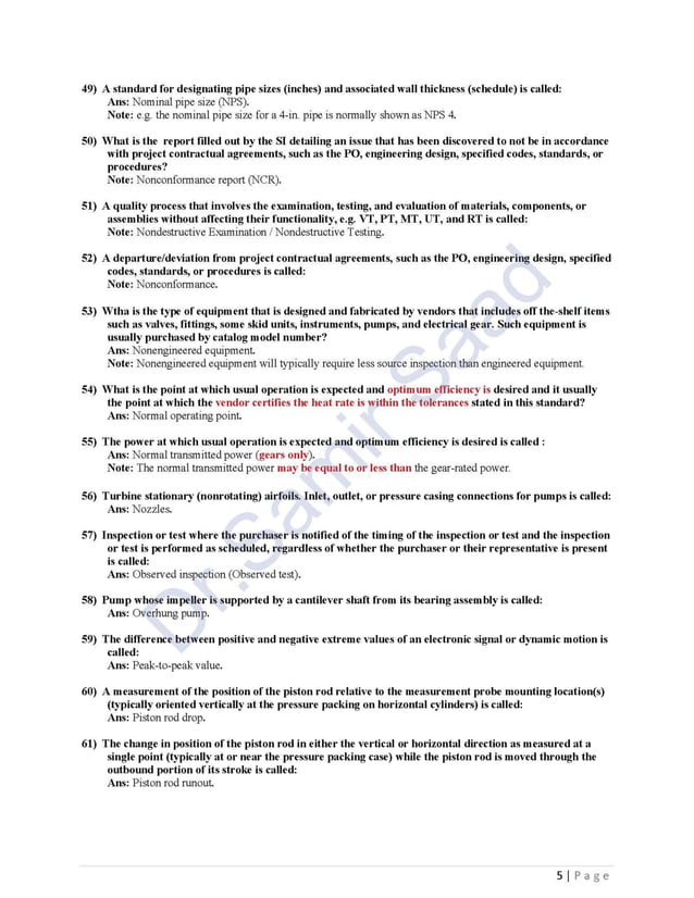 API SIRE-Source Inspector Rotating Equipment Notes-Dr. Samir Saad | PDF