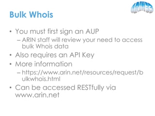 ARIN API Software and Development Toolkit | PPTX