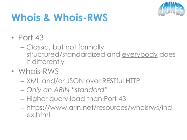 ARIN API Software and Development Toolkit | PPTX | Web Development | Internet