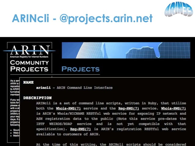 ARIN API Software and Development Toolkit | PPTX | Web Development | Internet