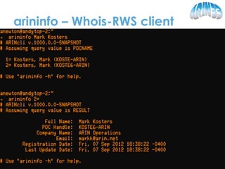 ARIN API Software and Development Toolkit | PPTX | Web Development | Internet