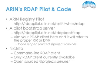 ARIN API Software and Development Toolkit | PPTX