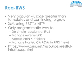 ARIN API Software and Development Toolkit | PPTX | Web Development | Internet