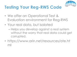 ARIN API Software and Development Toolkit | PPTX | Web Development | Internet