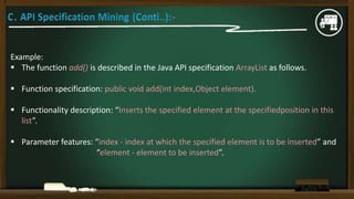 Api specification based function search engine using natural language query-Seminar Conducted by ...