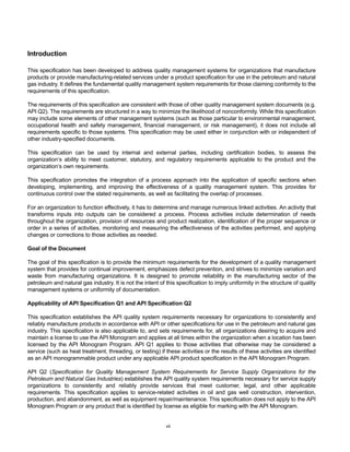 Specification for Quality management System For Oil & Gas | PDF