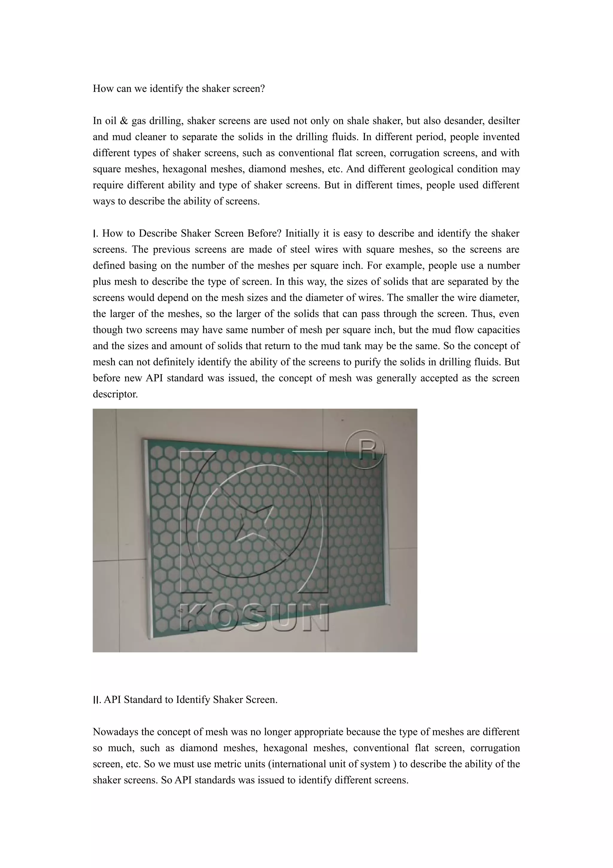 How to select drilling fluids shaker screen? | DOC