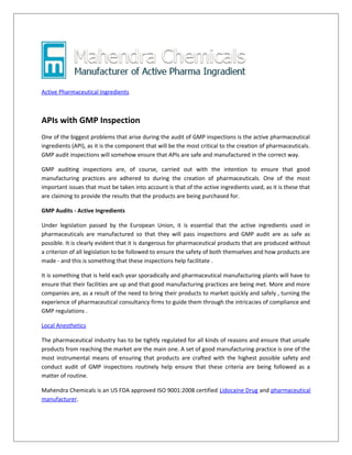 APIs with GMP Inspection | DOC