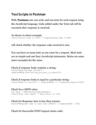 Api testing bible using postman | DOCX