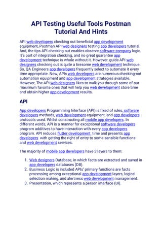 API Testing Useful Tools Postman Tutorial And Hints.pdf