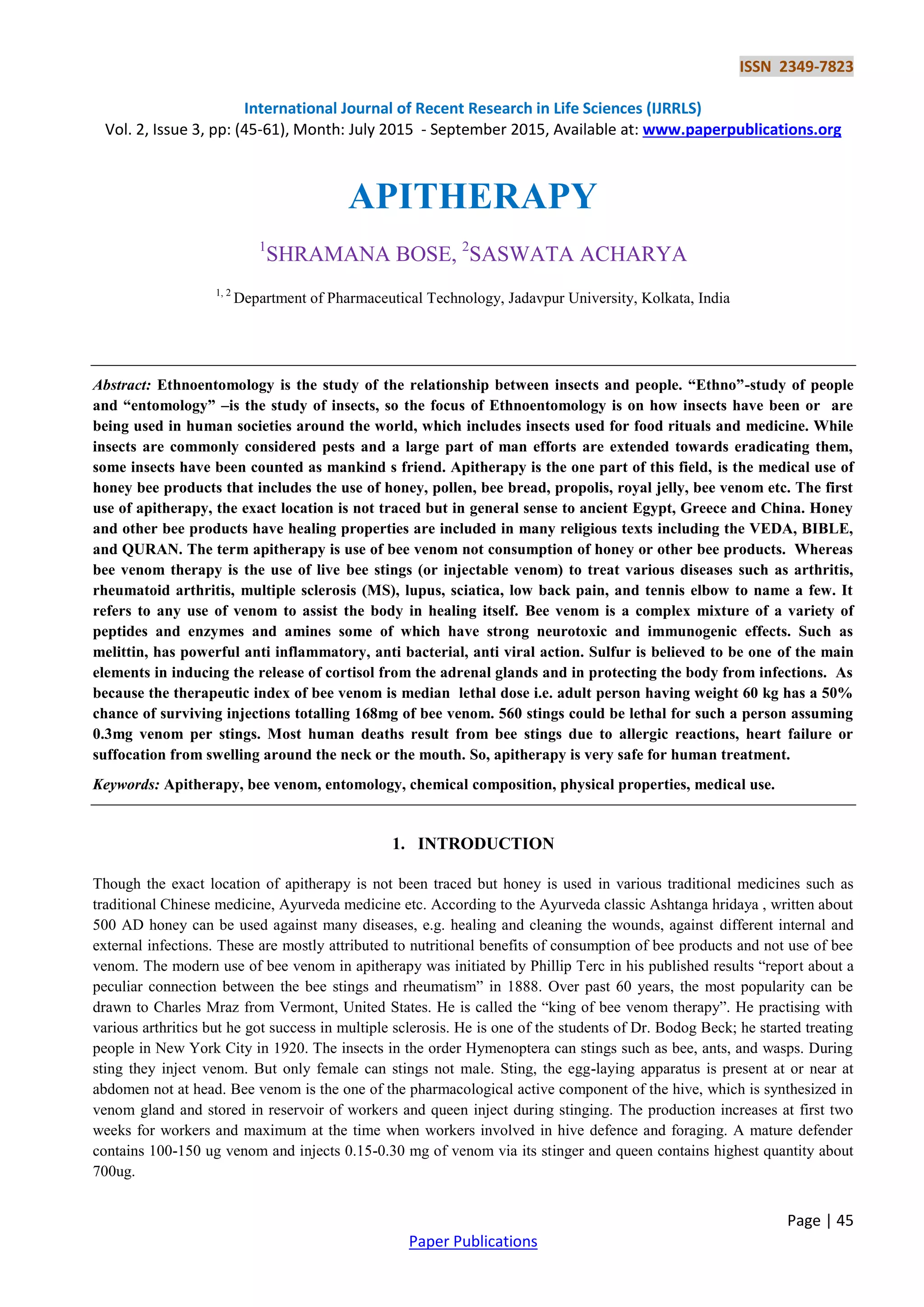 APITHERAPY | PDF