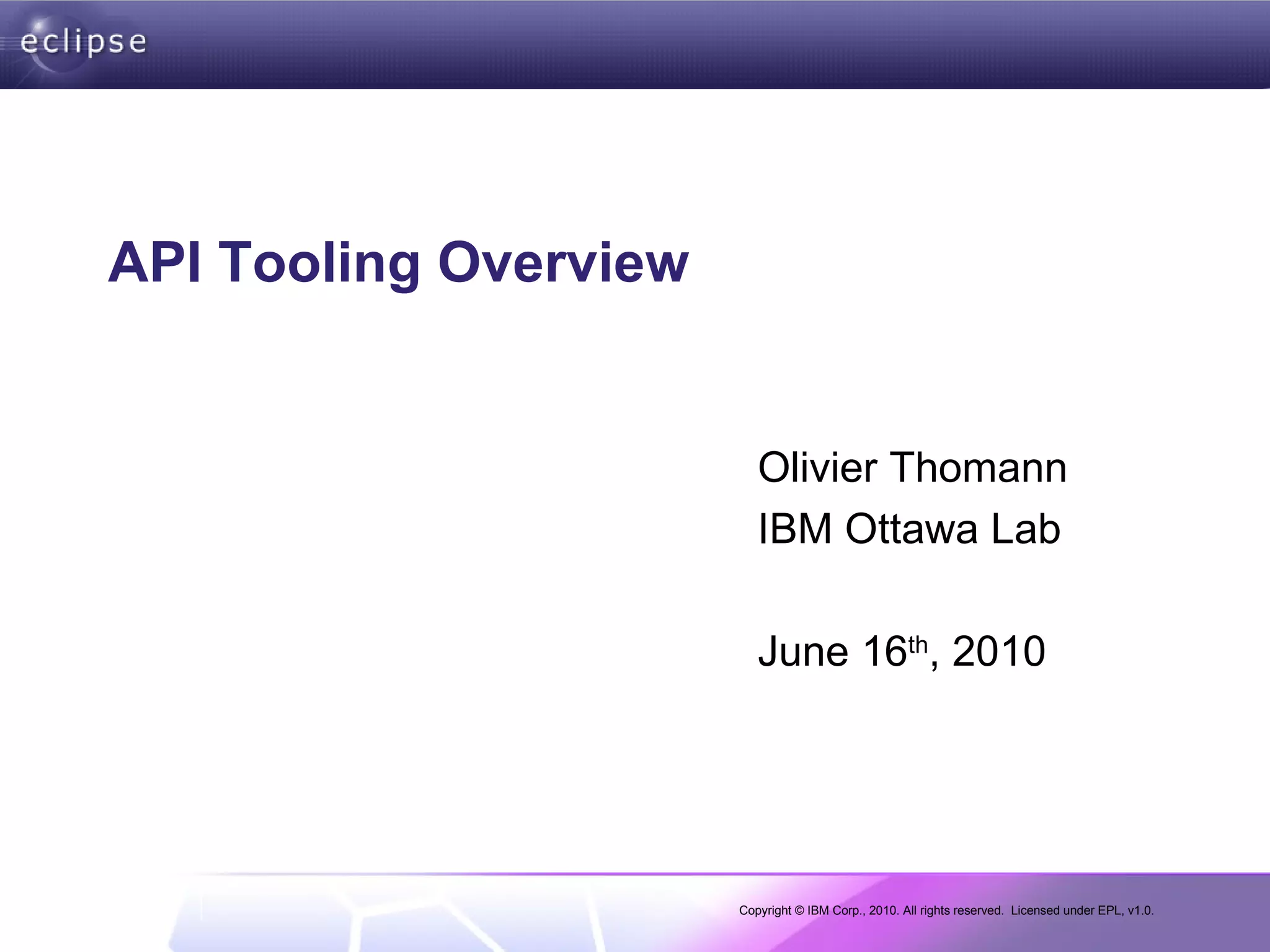 Api tools overview | PPT