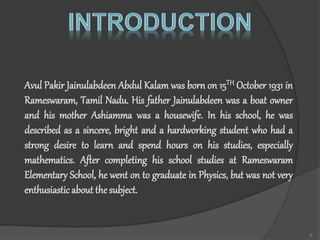 The biography of Dr.Abul Pakir Jainullabddin Kalam Azad(Dr. APJ ABDUL ...