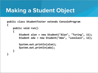 [AP Java] [Classes] [01] Intro to Classes and Objects.pptx | Programming Languages | Computing