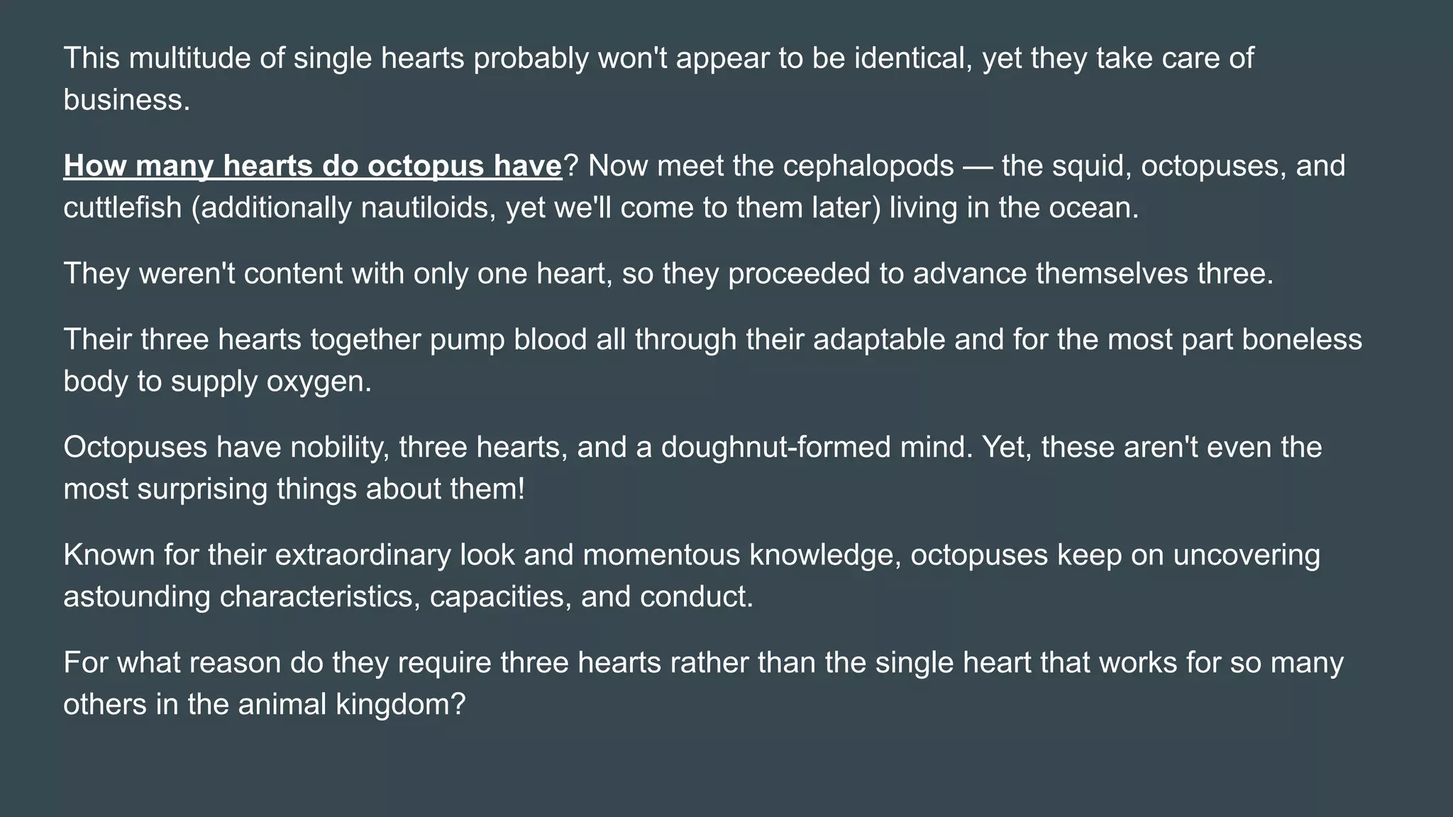 How Many Hearts Do Octopus Have? | PDF