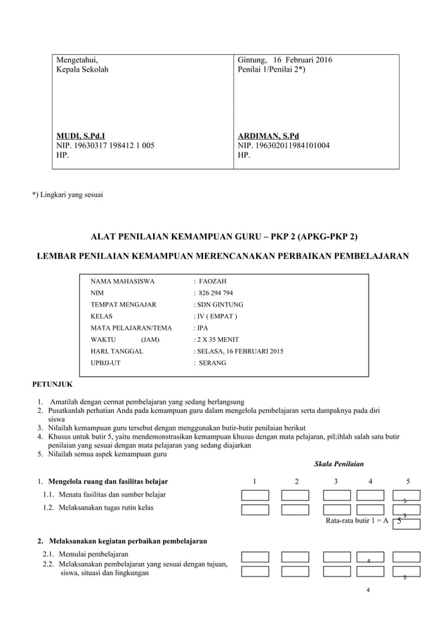 Format APKG 1 dan 2 PKP Universitas Terbuka ( UT ) Terbaru | DOC