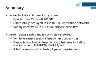 Microsoft Lync & Acme Packet Session Management Solutions | PPT