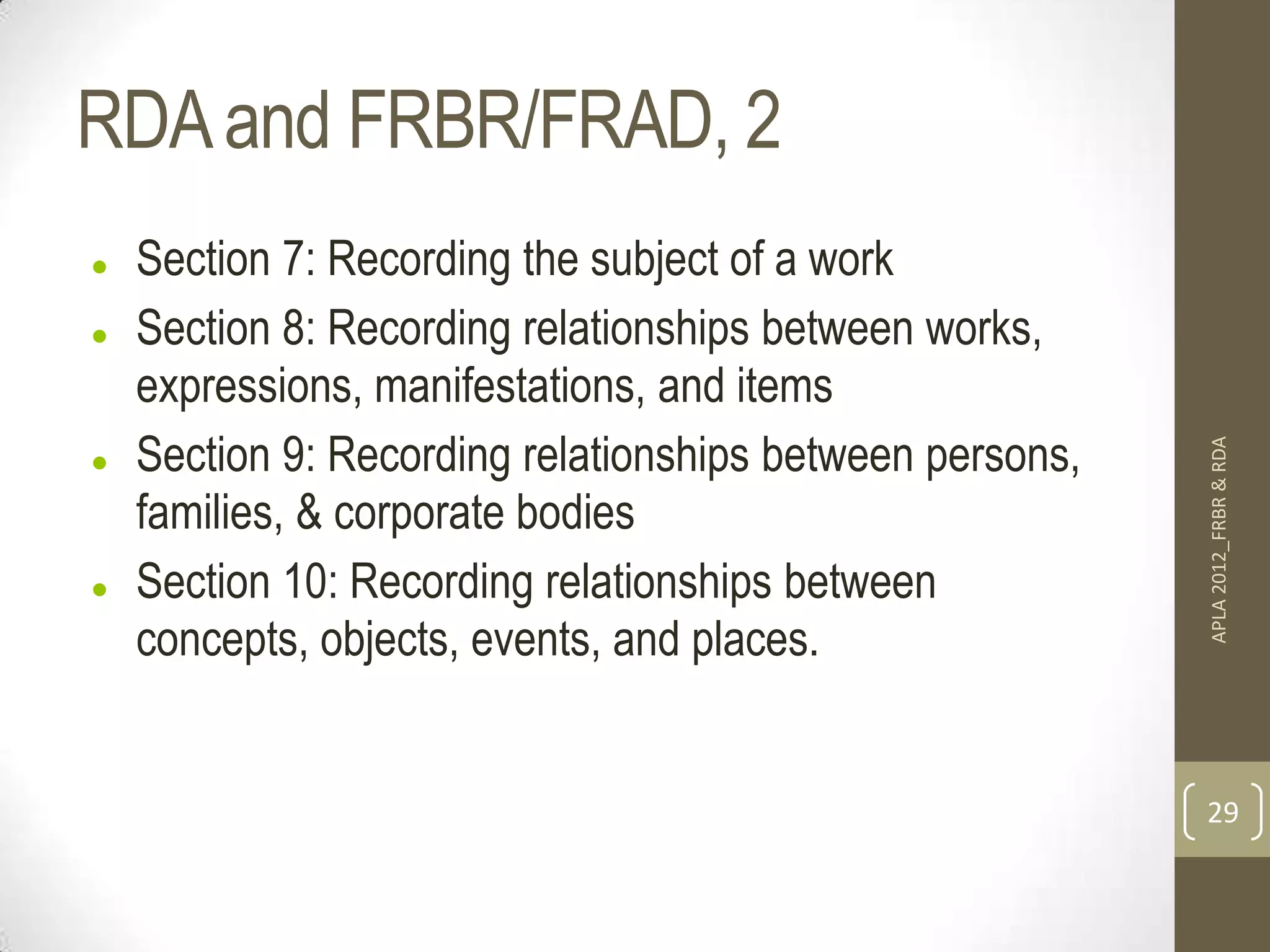 RDA, FRBR, and FRAD: Connecting the dots | PPT