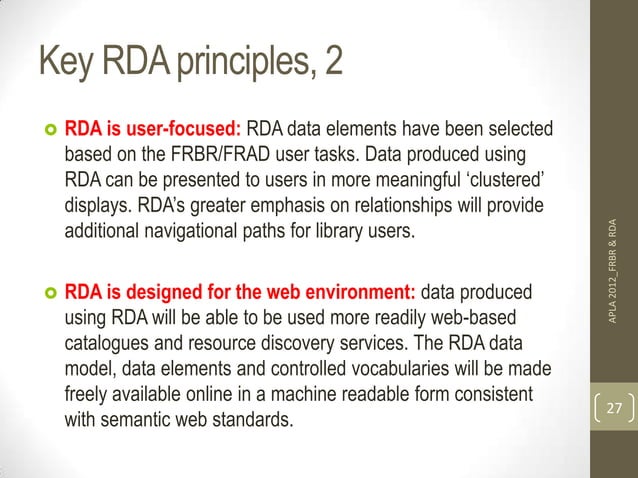RDA, FRBR, and FRAD: Connecting the dots | PPT