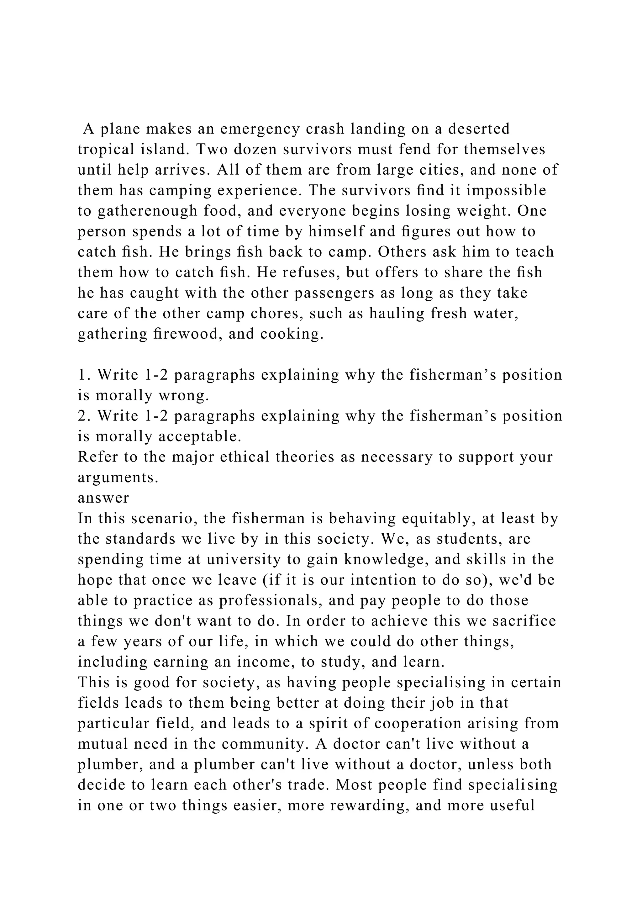 A plane makes an emergency crash landing on a deserted tropical i.docx