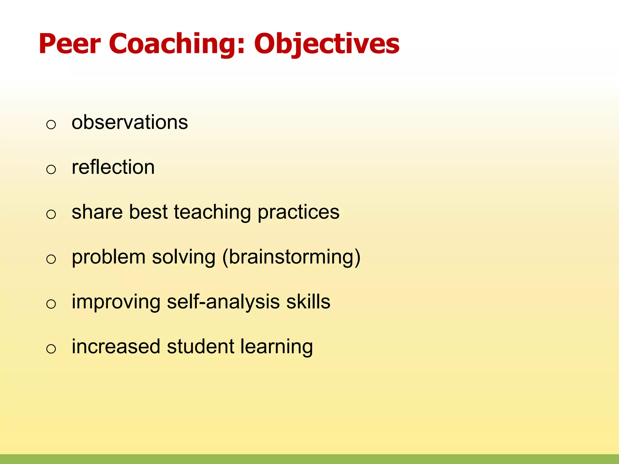A plan for peer coaching | PPT