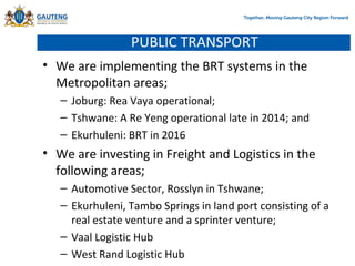 A plan for the Gauteng City Region towards Vision 2030 | PPT