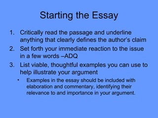 Ap Language General Argument Test Strategy | PPT