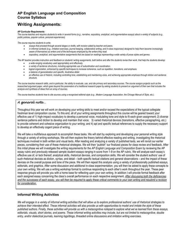 Ap language syllabus | PDF