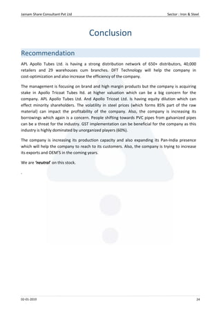 Apl apollo tubes Ltd. | PDF