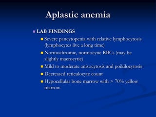 Aplastic and hypoproliferative anemias | PPTX