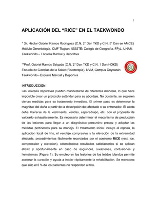 Aplicación del rice en el Taekwondo | PDF