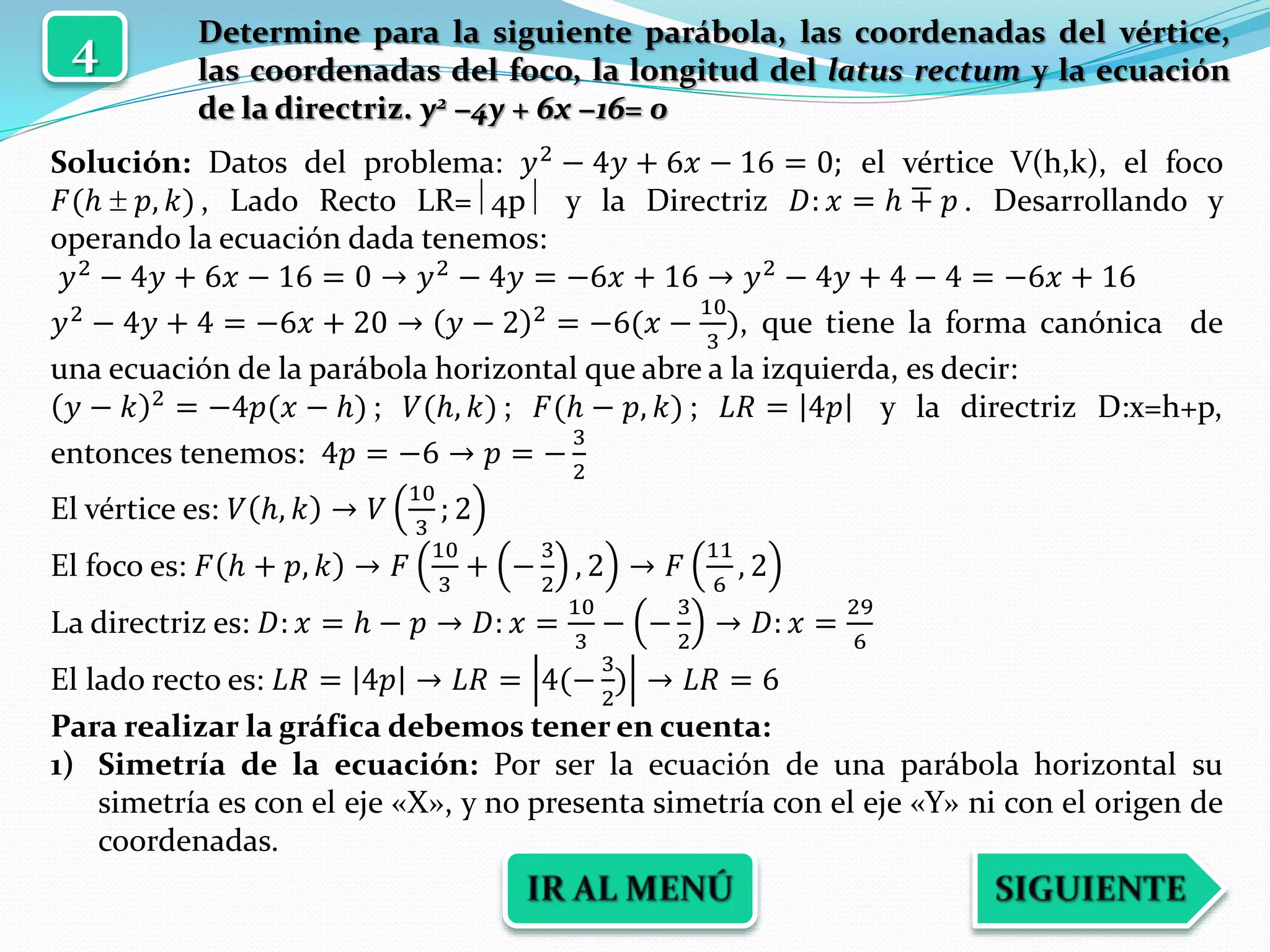 Aplicación de powerpoint a problemas resueltos de parábolas t4 parábola ...