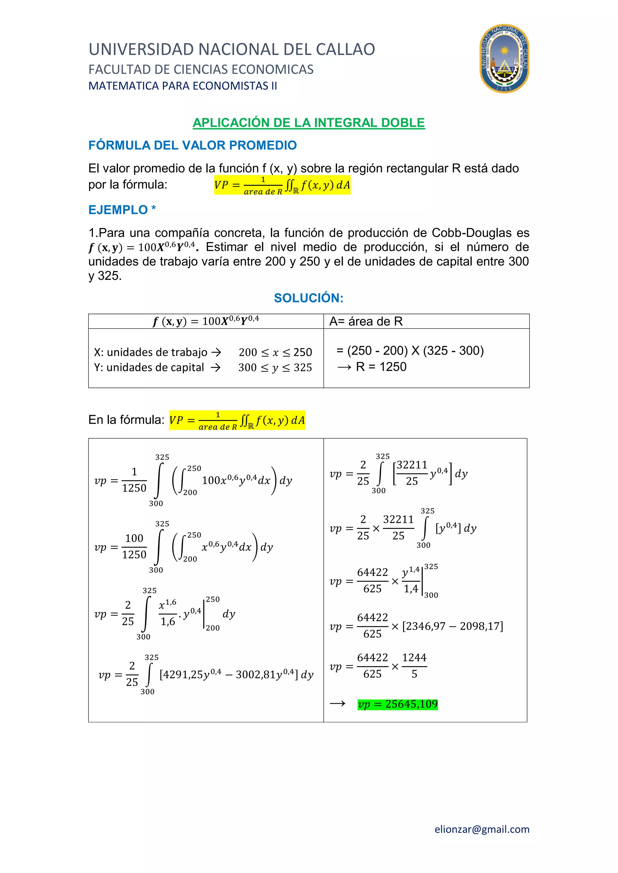 Aplicacion integral doble | PDF