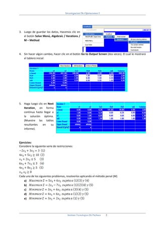 Aplicacion De Tora Para Resolver Ejercicios Del Metodo De La Gran M | DOC