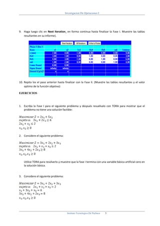 Aplicacion De Tora Para Resolver Ejercicios Del Metodo De La Gran M | DOC