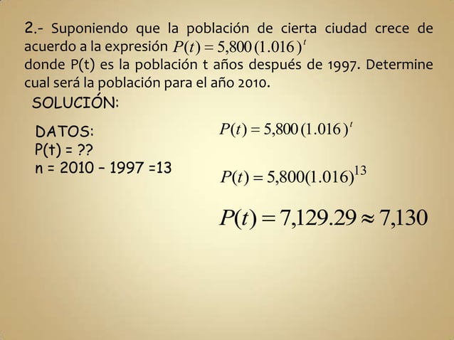Aplicaciones De Funciones Exponenciales Y Logarítmicas Ppt