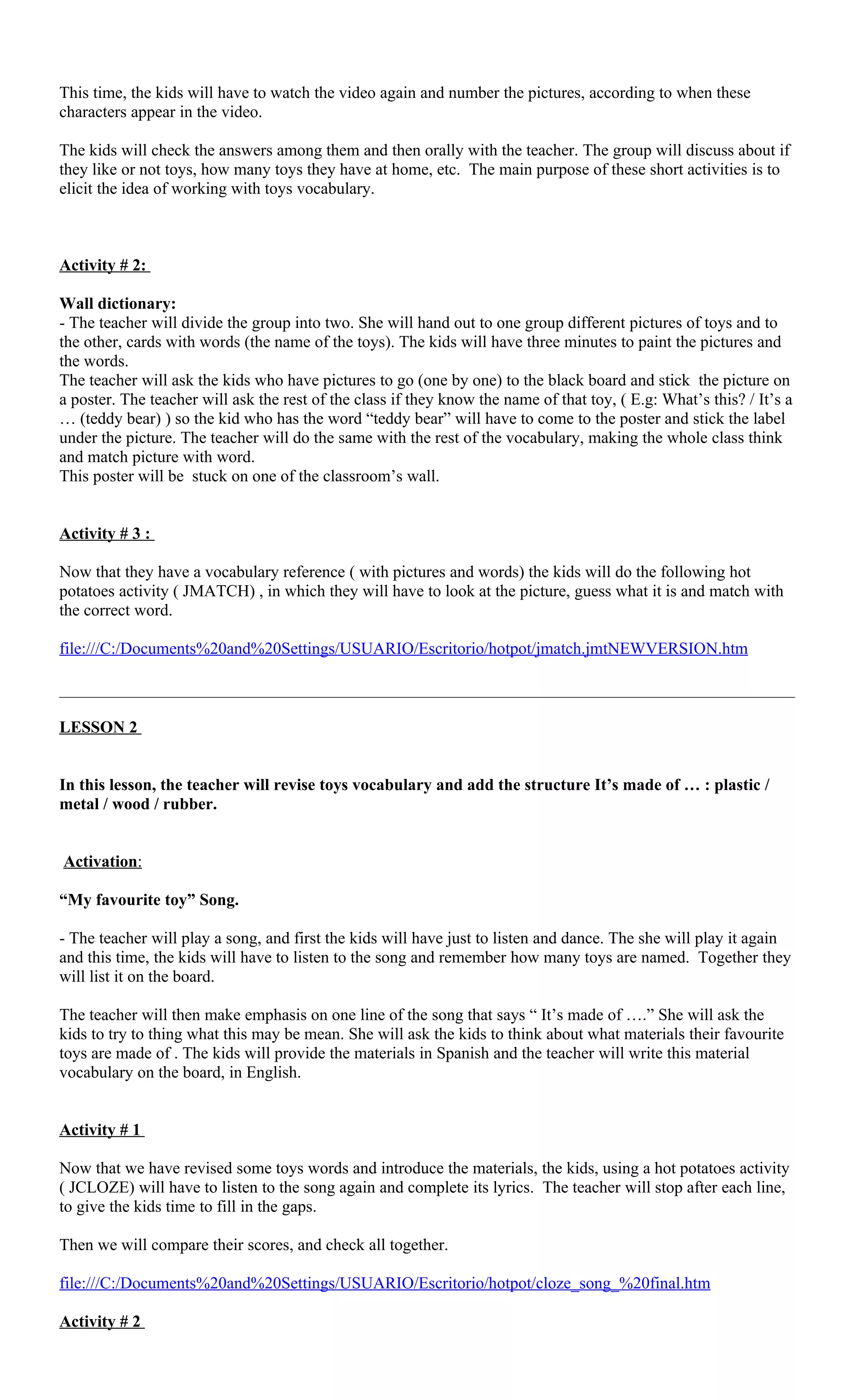 Assignment nº 2 HOT POTATOES ACTIVITIES | PDF