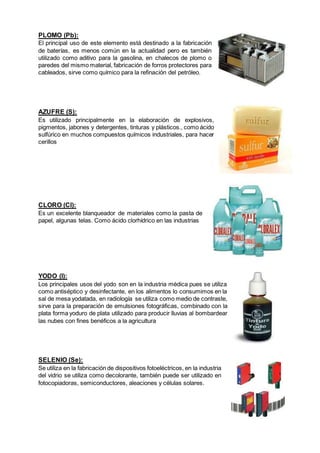 Aplicaciones de los elementos quimicos | DOCX