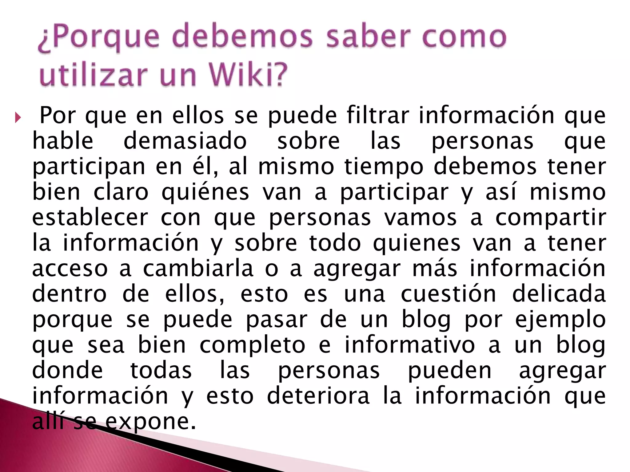 Aplicaciones pedagógicas de wikis | PPT