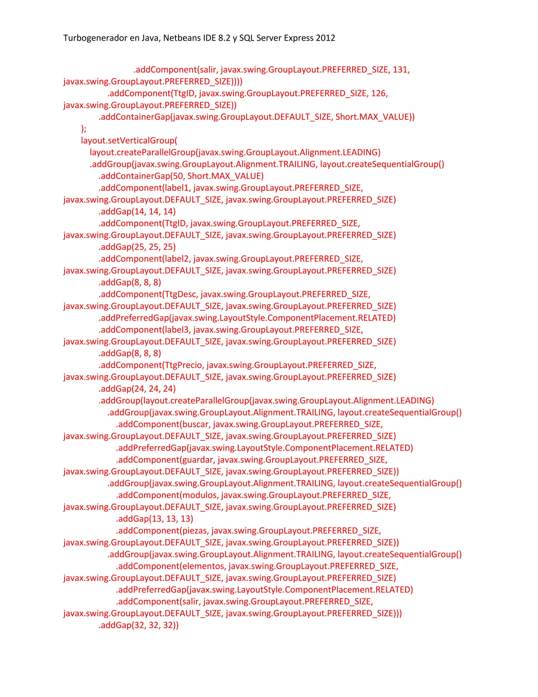 Aplicacion turbogenerador java | PDF