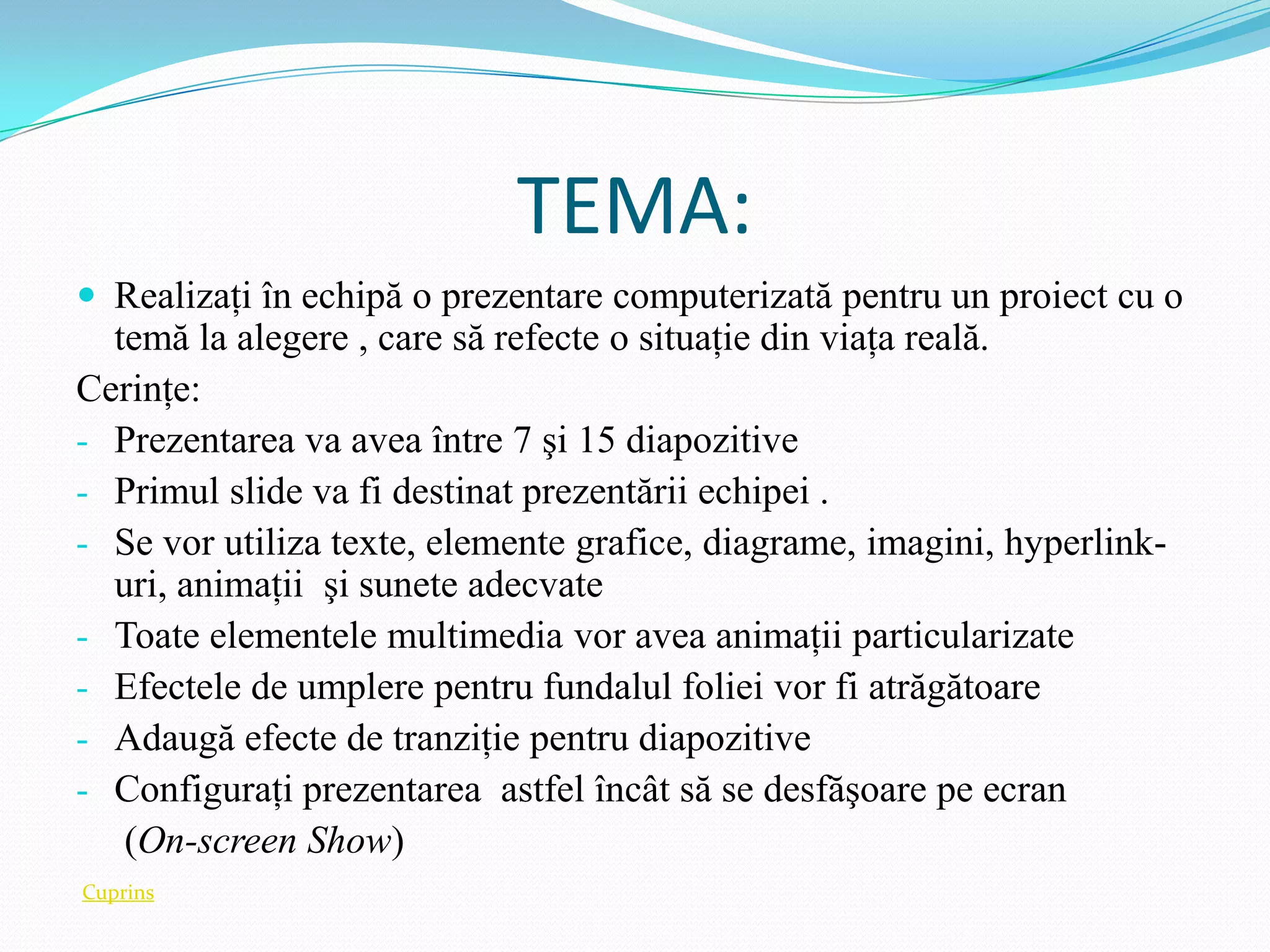 Aplicaţia power point | PPTX