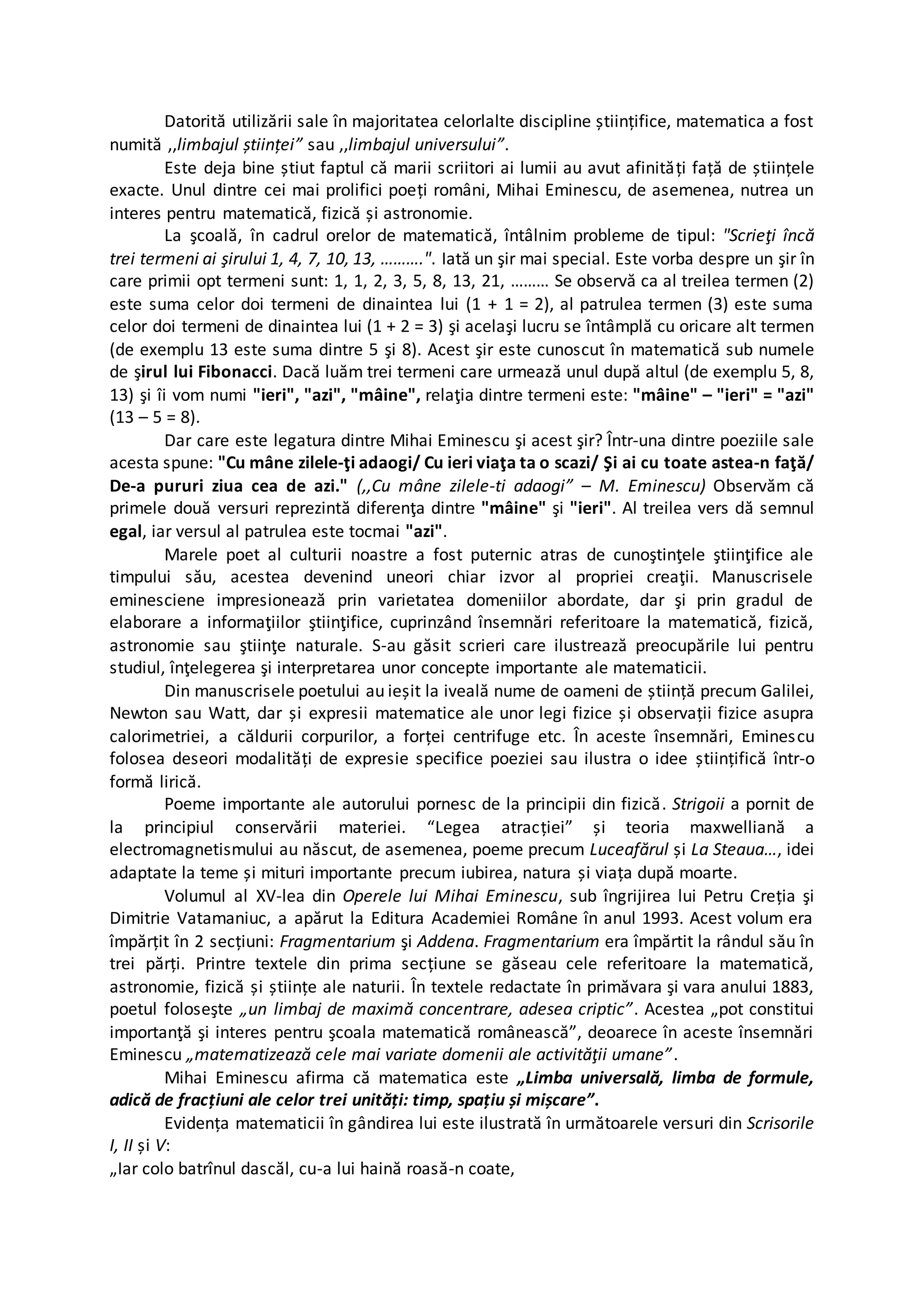 Aplicatii ale matematicii in literatura | DOCX