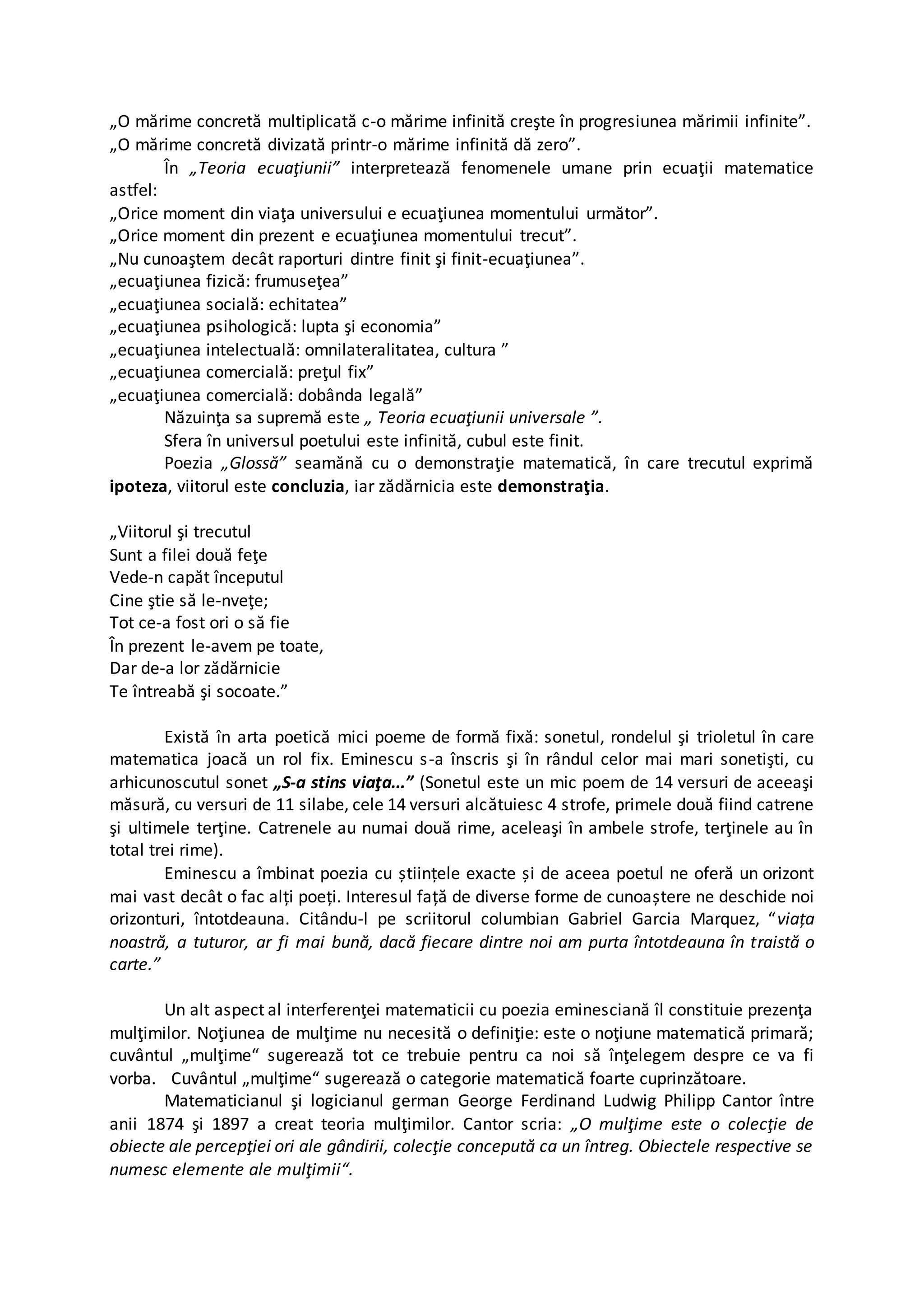 Aplicatii ale matematicii in literatura | DOCX
