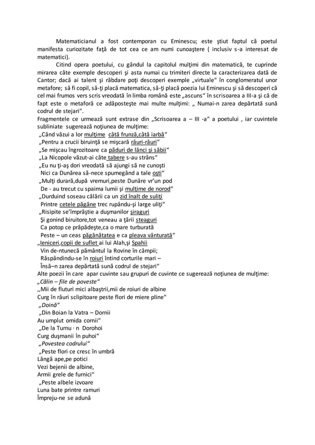 Aplicatii ale matematicii in literatura | DOCX