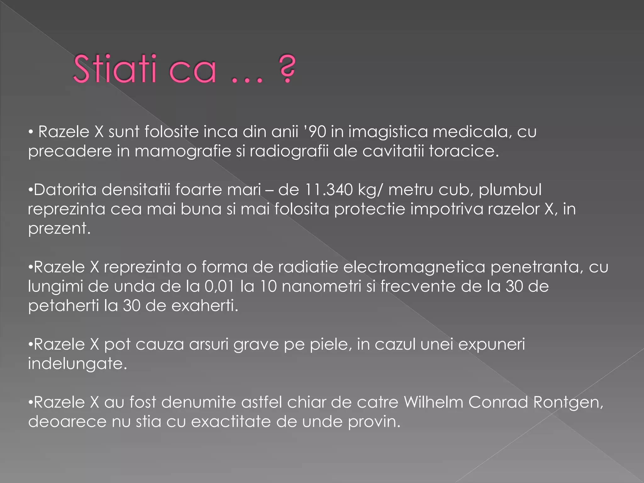 Aplicatii radiatiile x | PPTX